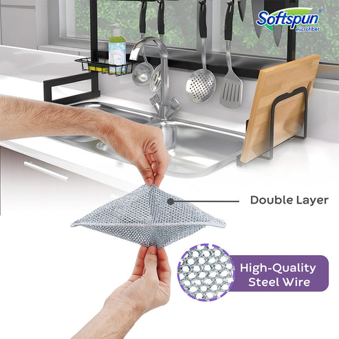 Softspun Steel Mesh Dish Cleaning Cloth – Durable & Reusable – Softspun ...